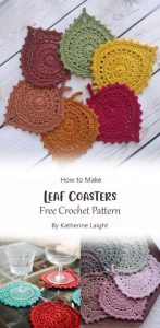 6 Easy Crochet Leaf Coaster Free Pattern Ideas - Carolinamontoni.com
