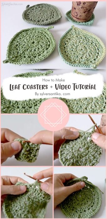6 Easy Crochet Leaf Coaster Free Pattern Ideas - Carolinamontoni.com