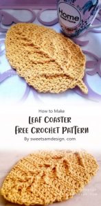 6 Easy Crochet Leaf Coaster Free Pattern Ideas - Carolinamontoni.com