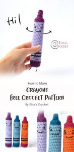 Amigurumi Colorful Crayon Free Crochet Pattern Ideas - Carolinamontoni.com