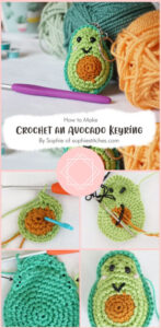 Easy Avocado Keychain Free Crochet Pattern Ideas - Carolinamontoni.com