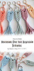 4 Macrame Fish Tail/Mermaid Keychain Free Tutorial Ideas - Carolinamontoni.com
