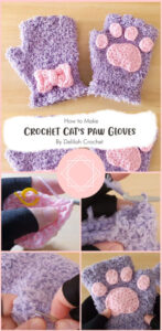 Cute Cat Paw Fingerless Gloves Free Crochet Pattern & Tutorial Ideas ...