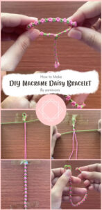 5 DIY Macrame Flower Bracelet Free Tutorial Ideas - Carolinamontoni.com
