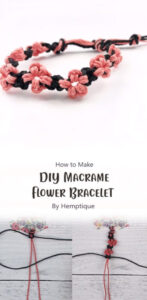 5 DIY Macrame Flower Bracelet Free Tutorial Ideas - Carolinamontoni.com