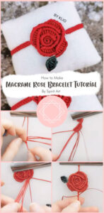 DIY Macrame Rose Bracelet Free Tutorial Ideas - Carolinamontoni.com