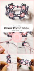 5 DIY Macrame Flower Bracelet Free Tutorial Ideas - Carolinamontoni.com