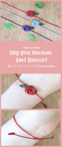 DIY Macrame Rose Bracelet Free Tutorial Ideas - Carolinamontoni.com