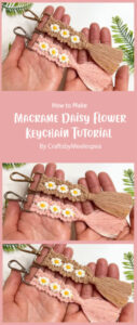 DIY Macrame Daisy Keychain Free Tutorial Ideas (Part 2) - Carolinamontoni.com